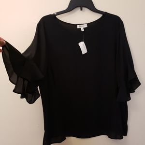 Neiman Marcus | Tops | Neiman Marcus Black Ruffled Blouse | Poshmark